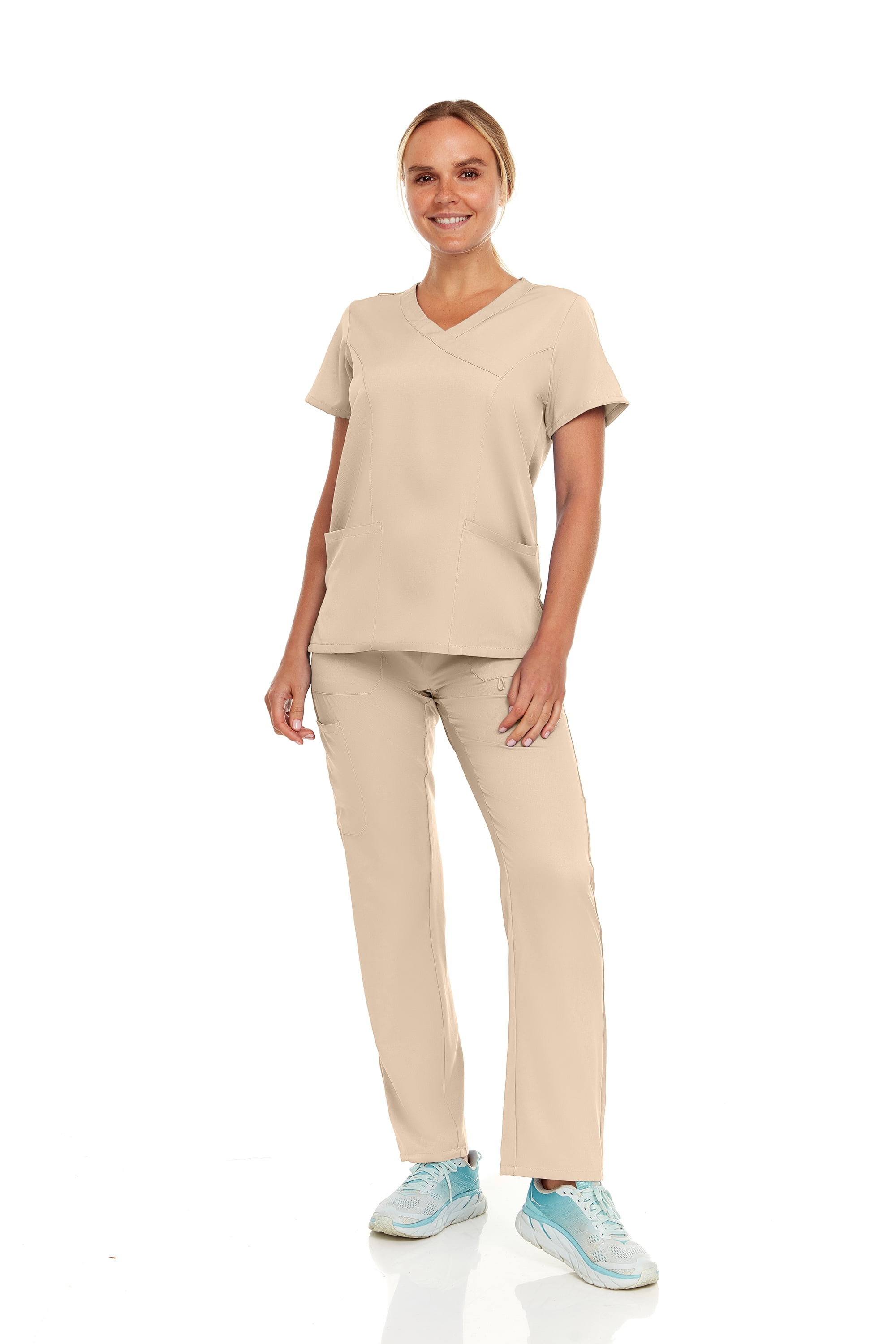 Hey Collection Womens Stretch Colorful Cargo Mock Neck Scrubs Set ...
