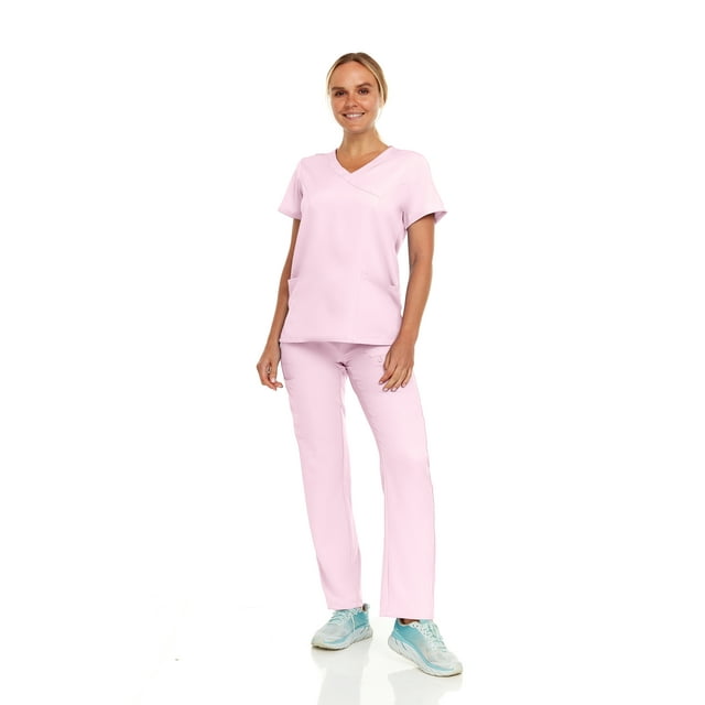 Hey Collection Womens Stretch Colorful Cargo Mock Neck Scrubs Set ...