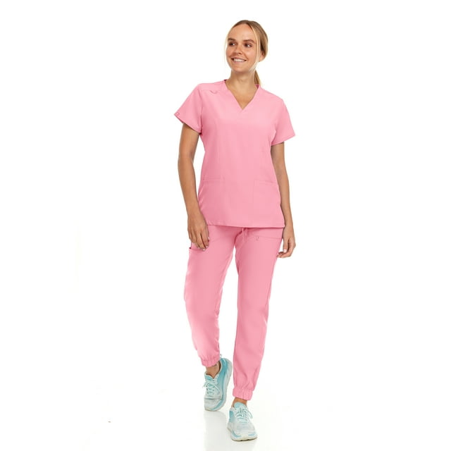 Hey Collection Womens Stretch Colorful V-Neck Jogger Scrubs Set ...
