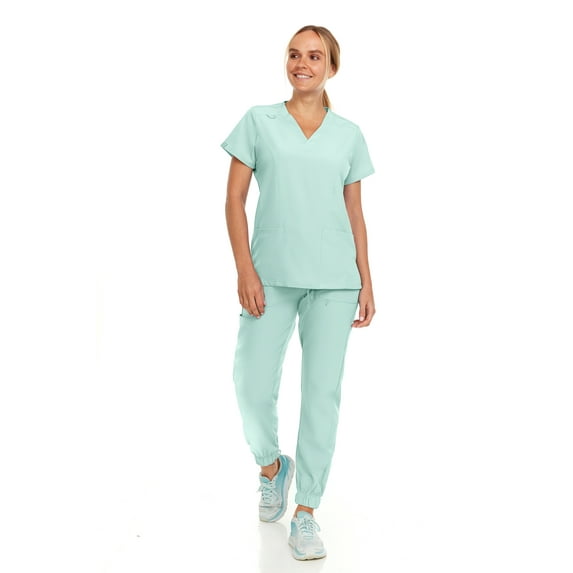 Hey Collection Womens Stretch Colorful V-Neck Jogger Scrubs Set ...