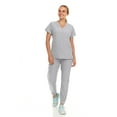 Hey Collection Womens Stretch Colorful V Neck Jogger Scrubs Set