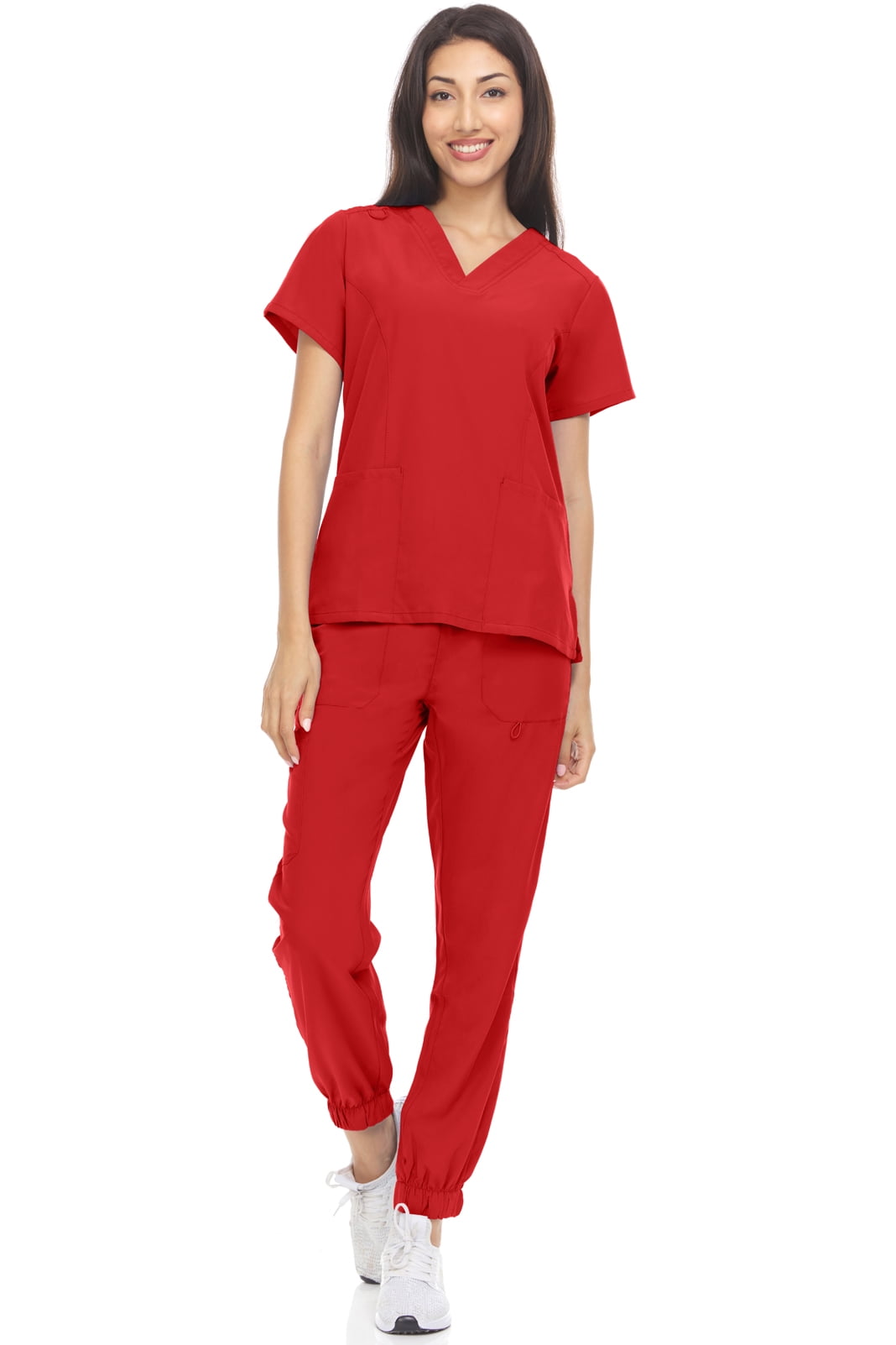 Hey Collection Womens Stretch Colorful V-Neck Jogger Scrubs Set ...