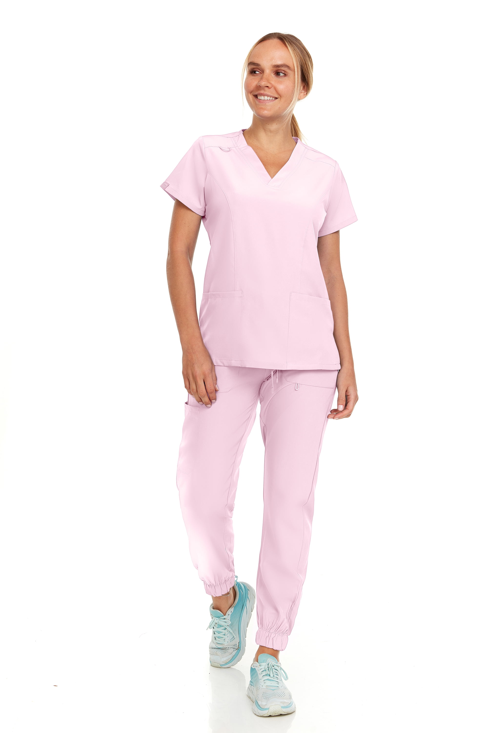 Hey Collection Womens Stretch Colorful V-Neck Jogger Scrubs Set ...
