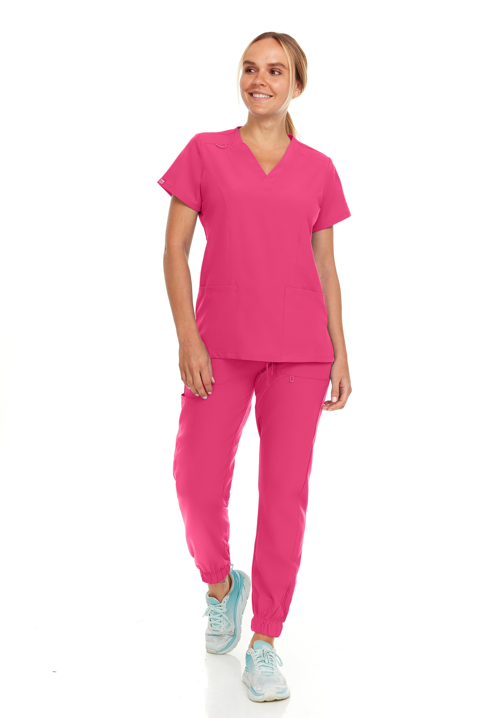 Hey Collection Womens Stretch Colorful V-Neck Jogger Scrubs Set ...