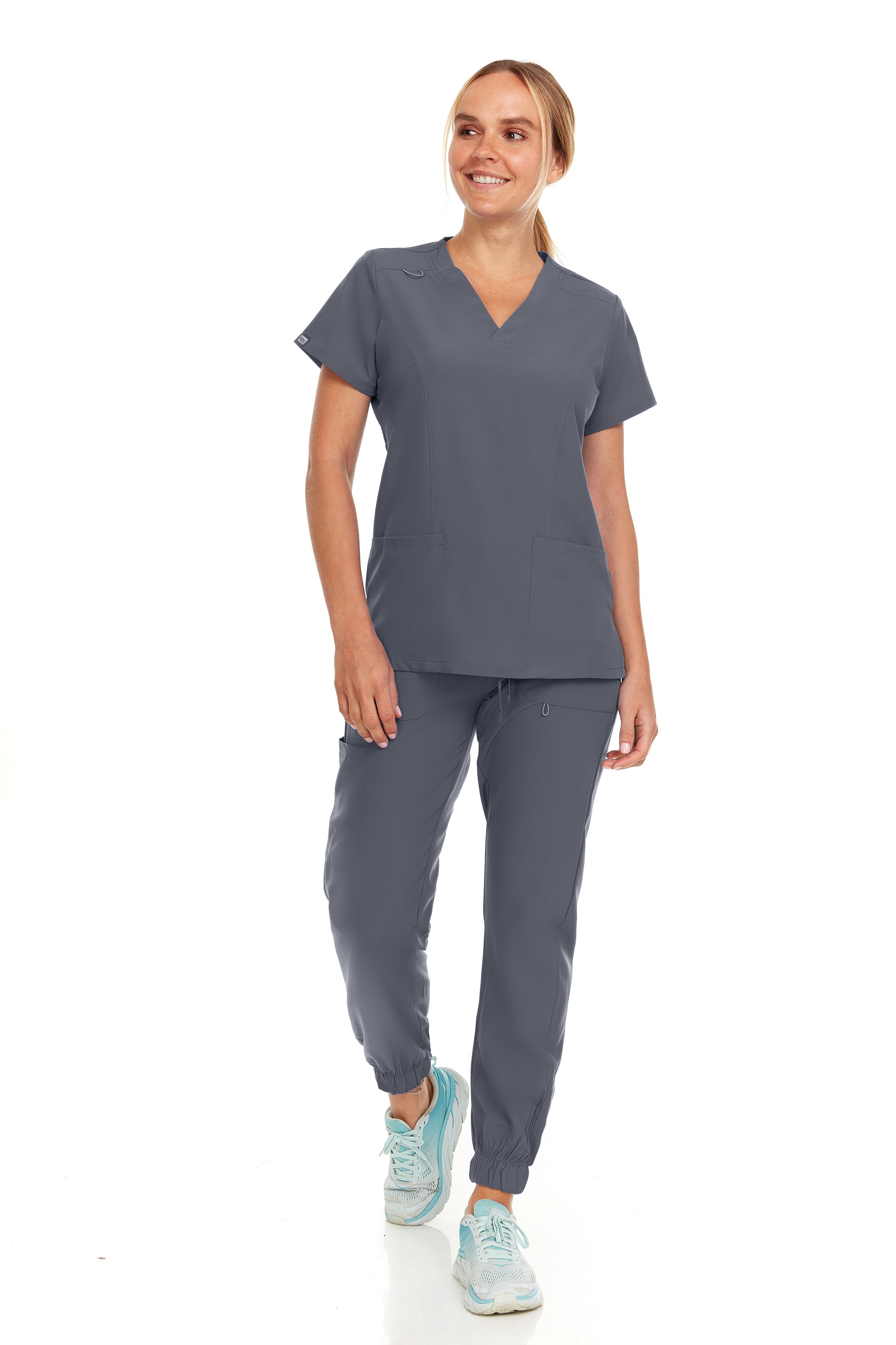 Hey Collection Women's Stretch V-Neck Jogger Scrubs Set, Medical ...