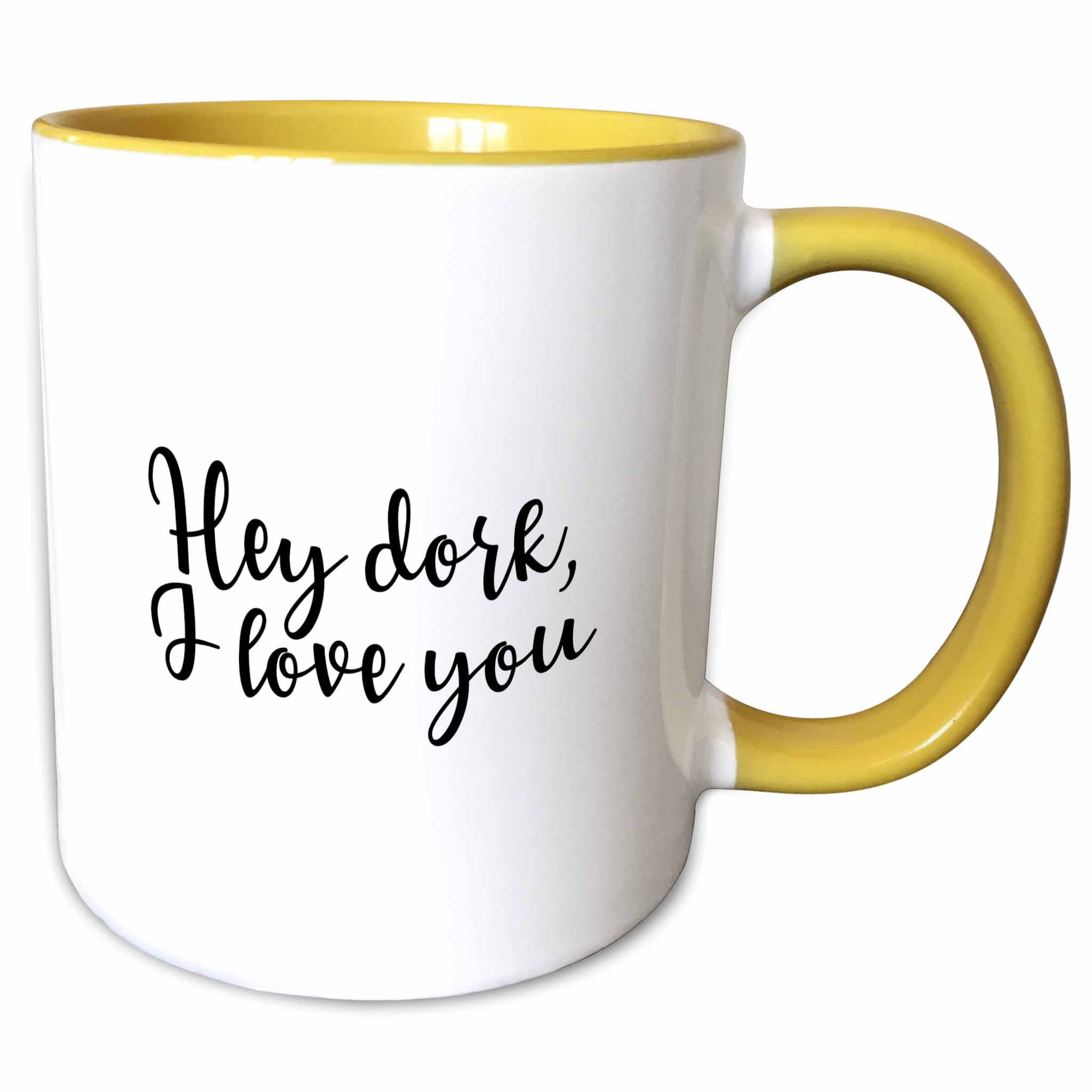 3drose, Hey Dork I Love You, 15oz Two-tone Yellow Mug - Walmart.com