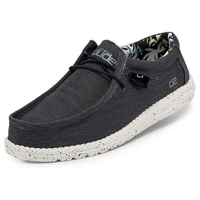 Hey Dude Men's Wally Stretch Loafer Shoes, Black, Size 8 with Flex ...