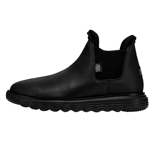 Hey Dude Branson Boot Women's 7 Black Leather Memory Foam Ankle Chelsea ...