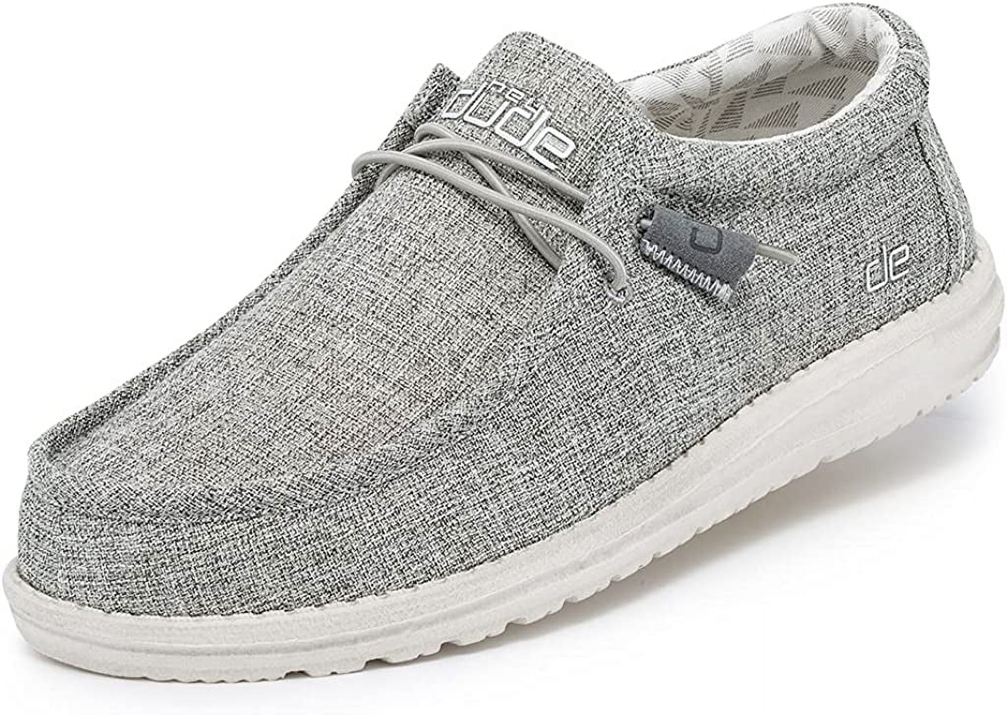 Hey Dude Men's Wally Linen Loafers, Grey Canvas Textile Shoes with ...