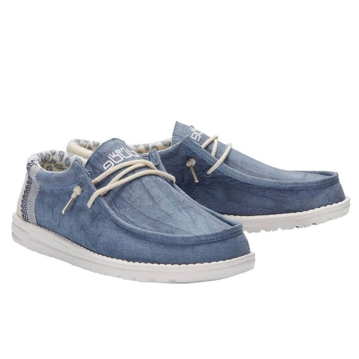 Hey Dude Men's Wally Linen Natural Blue Shoes 110792132 - Walmart.com