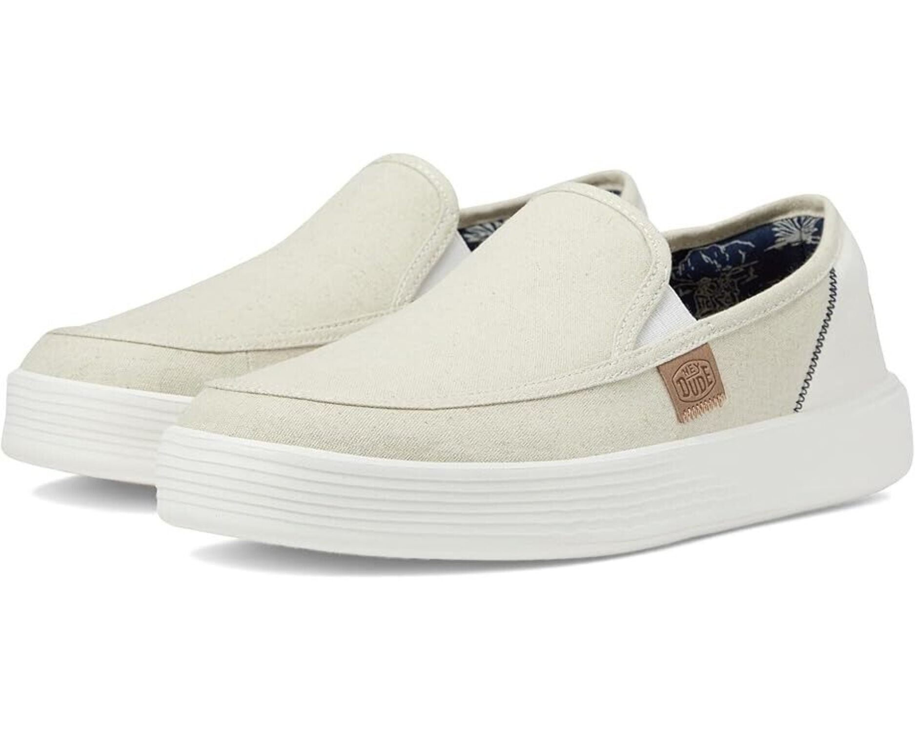 Hey Dude Sunapee Men's Size US 8 White Craft Linen Slip-On Casual Shoes ...