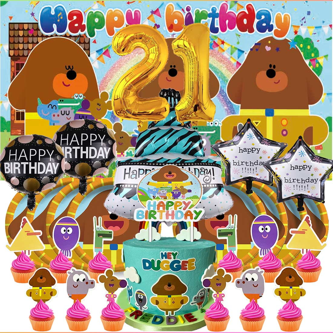 Hey Duggee 21th Tableware Balloons Cake Toppers Backdrop Banner ...