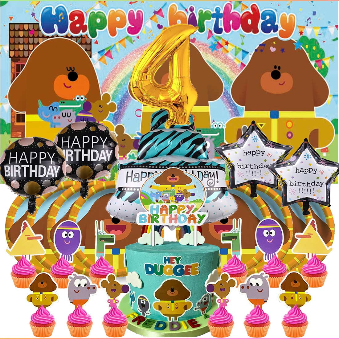 Hey Duggee 4th Tableware Balloons Cake Toppers Backdrop Banner Supplies ...
