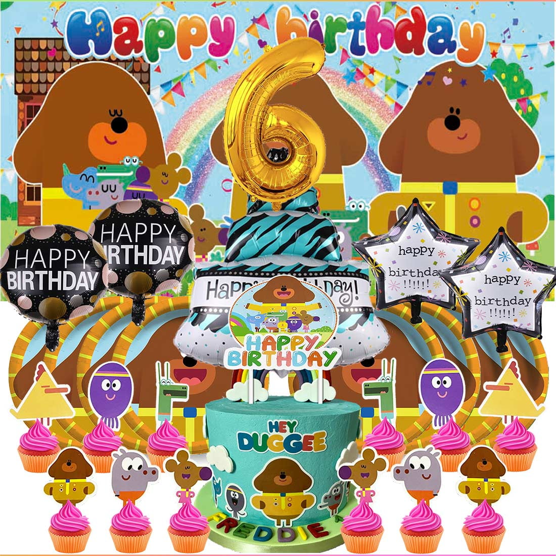 Hey Duggee 6th Tableware Balloons Cake Toppers Backdrop Banner Supplies ...