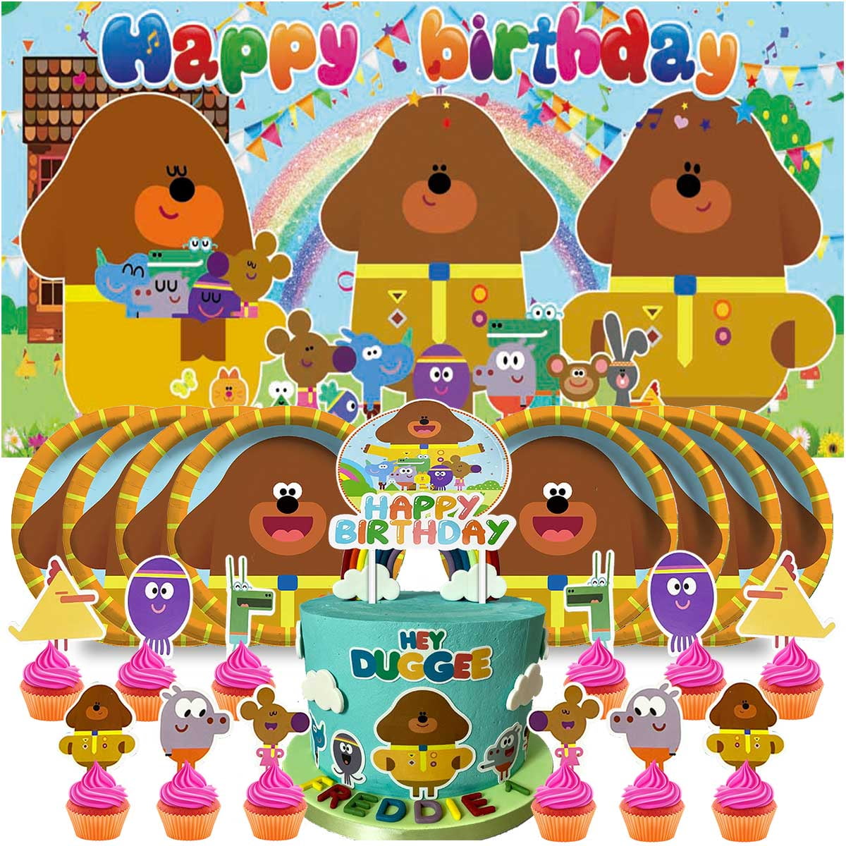 Hey Duggee Birthday Supplies Plates Decorations Decor Backdrop Banner ...