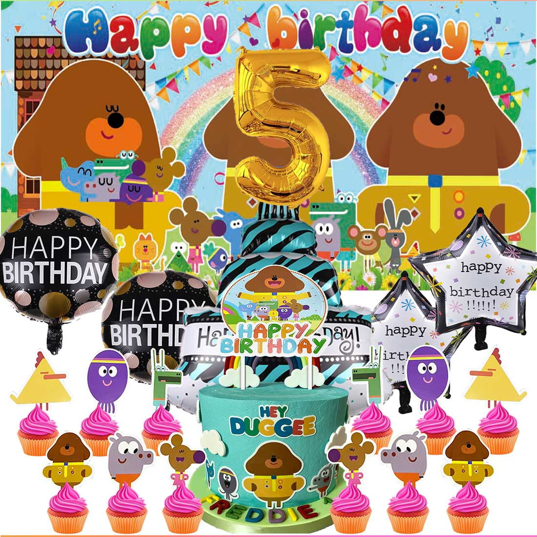 Hey Duggee Party Supplies Decor 5th Kit Balloons Birthday Cake Topper ...