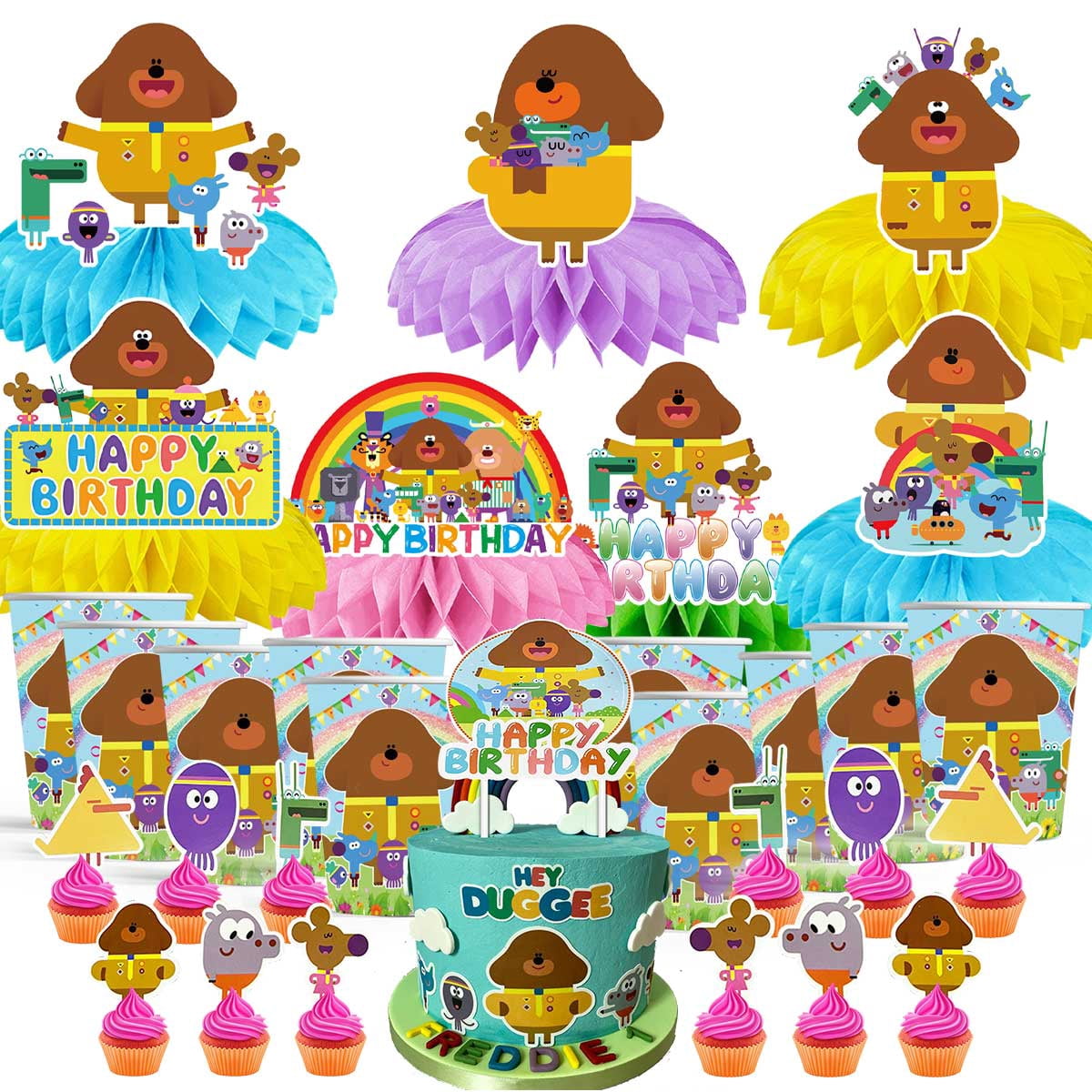 Hey Duggee Party Supplies Decor Cups Fans Decorations Honeycomb ...