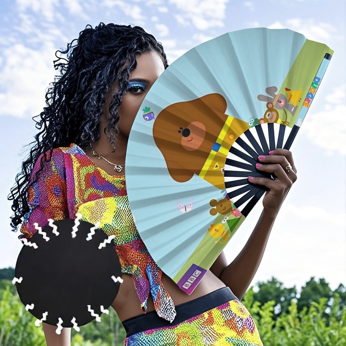 Hey Duggee-theme Folding Fan Chinese Fan Hand Polyester Foldable Fan ...