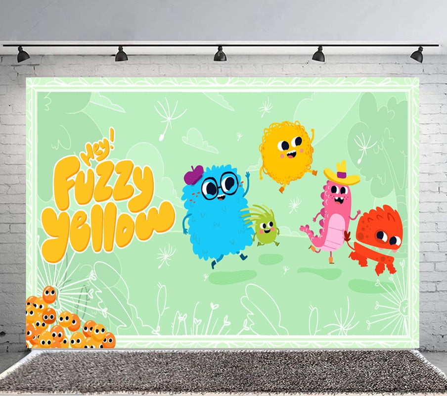 Hey! Fuzzy Yellow Backdrop Banner Party Supplies Poster Movie Theme ...