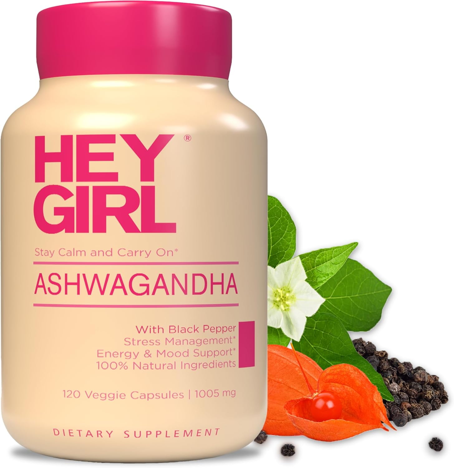 Hey Girl Ashwagandha - Mood Support, Stress Benefits, 1405mg, 120 ...