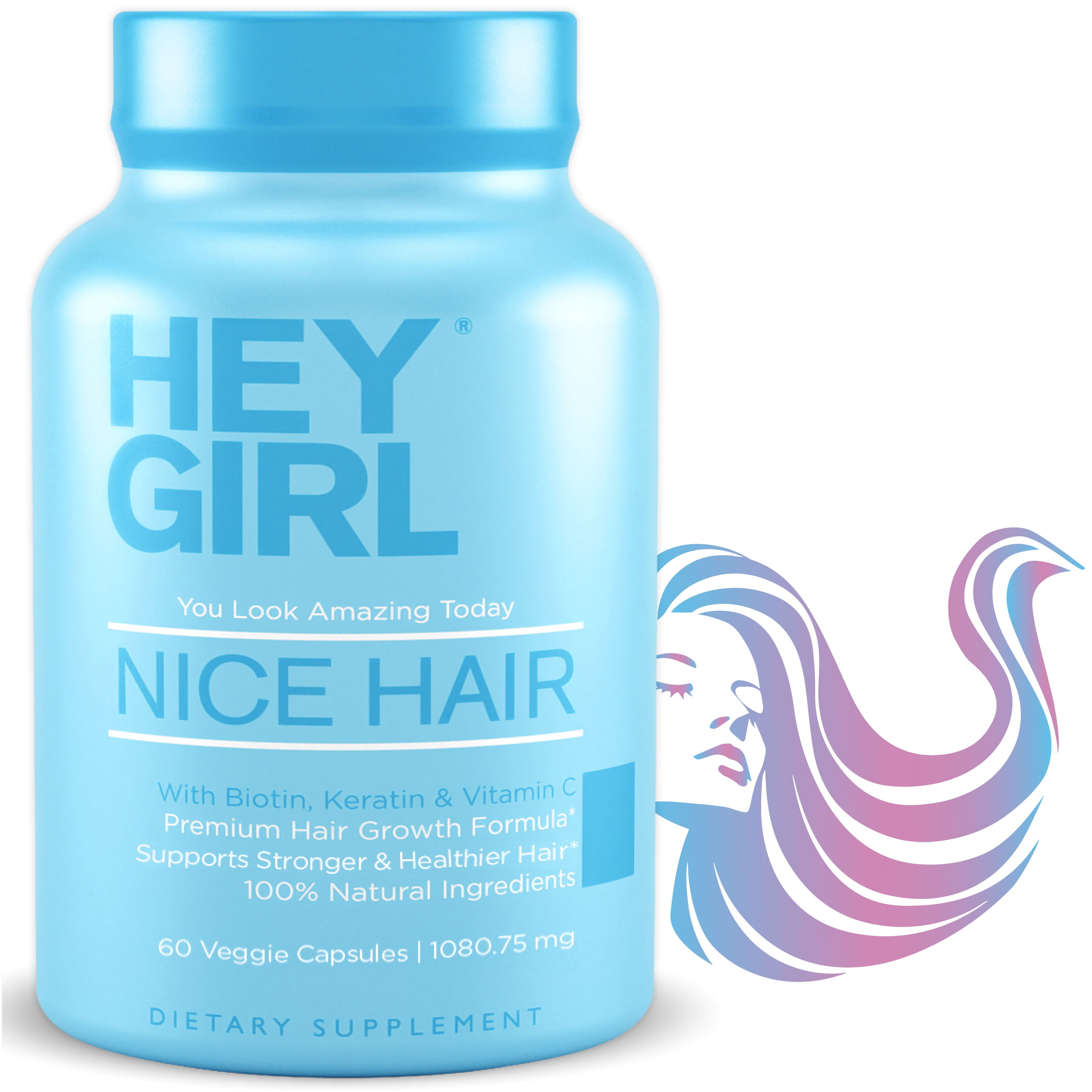 Hey Girl Hair Growth Supplements - Biotin Vitamins for Hair, Skin ...