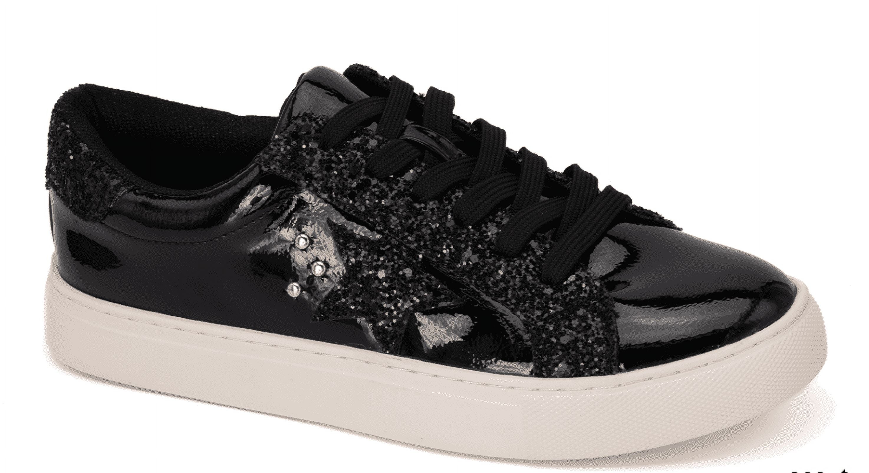 Hey Girl by Corkys Supernova Glitter Star Sneaker (9, Black Patent ...