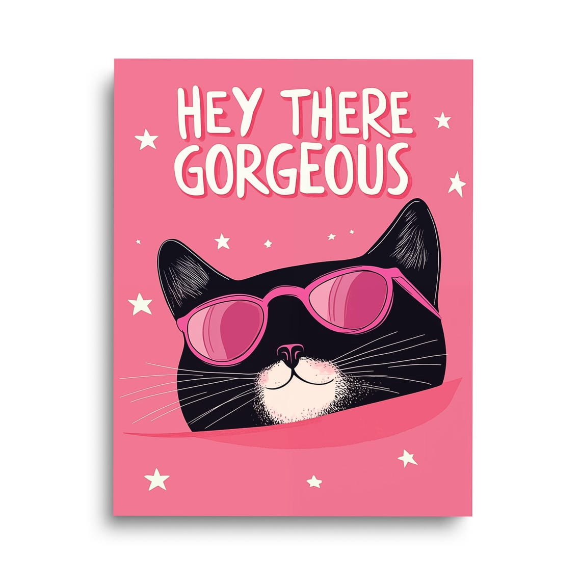 Hey There Gorgeous Cat Print, Pink Aesthetic Wall Art, Kitten Poster ...