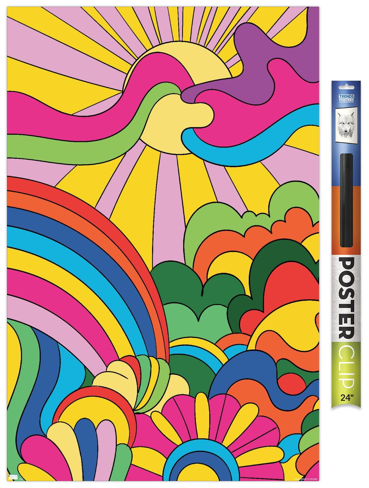 Hey Happy - Psychedelic Landscape Wall Poster, 22.375" x 34" - Walmart.com