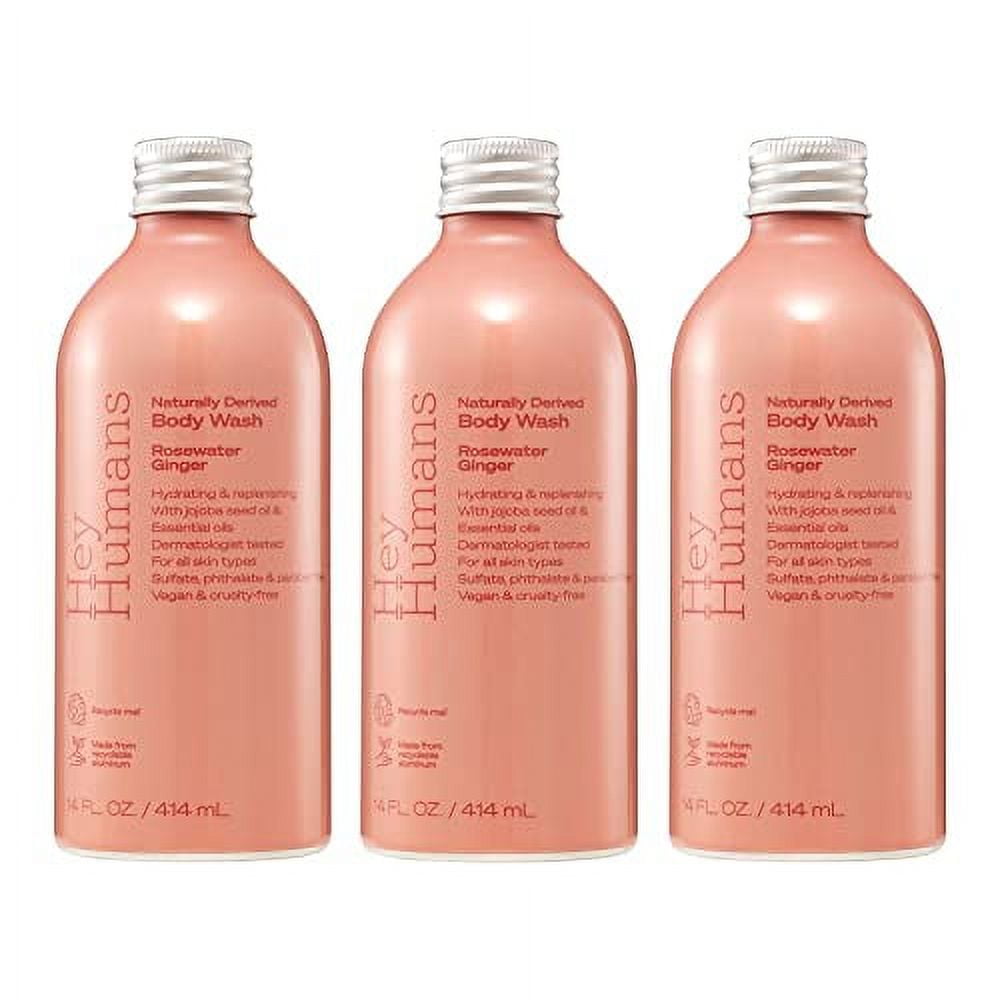 Hey Humans Vegan Cruelty-Free Rosewater Ginger Shower Gel, 14 oz (3 ...