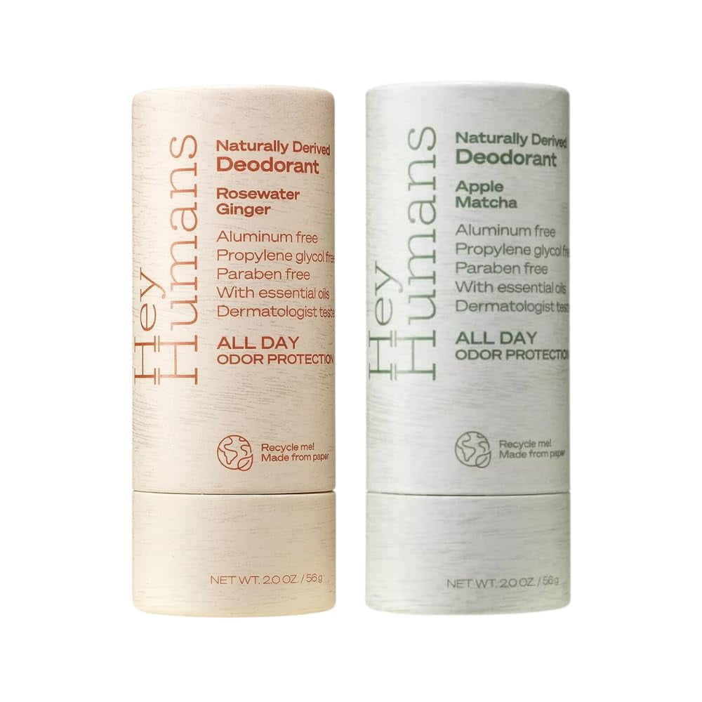 Hey Humans Naturally Derived Deodorant Set, Rosewater Ginger + Apple ...