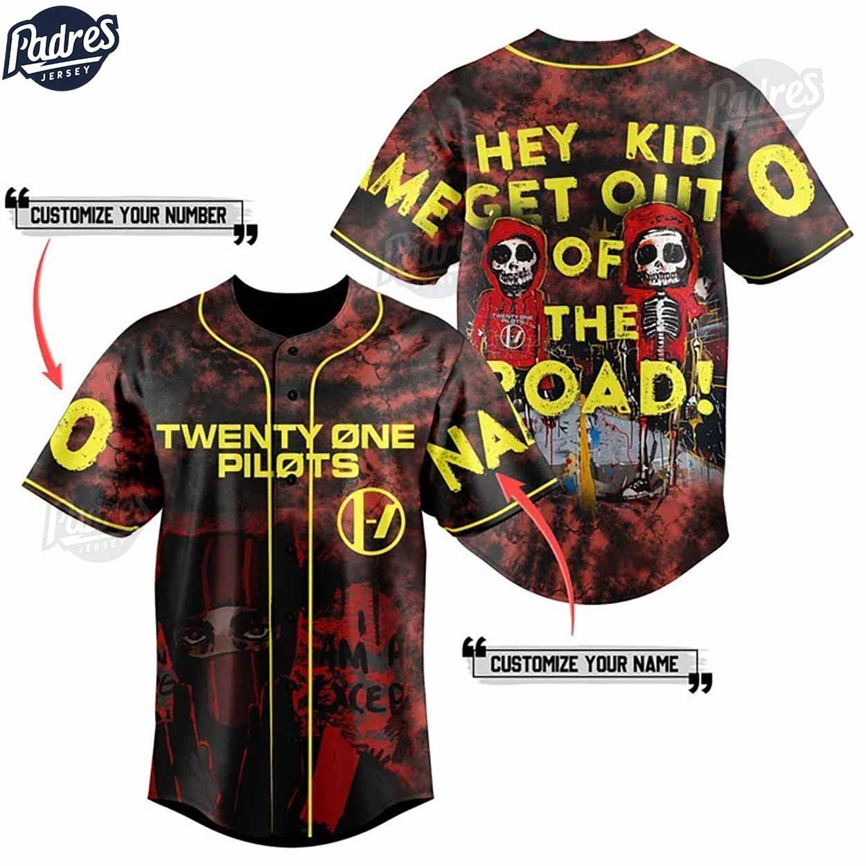 Hey Kid Get Out Of The Road Twenty One Pilots Custom Baseball Jersey ...