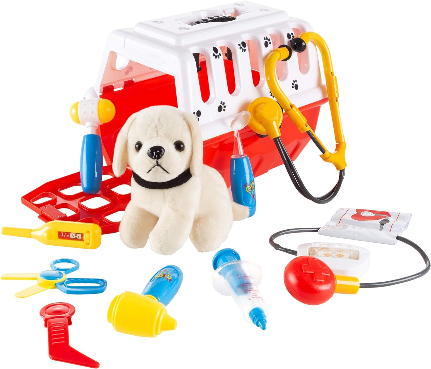 Hey! Play! Kids Veterinary Set-11 Piece Complete Toy Set-Pretend Play ...