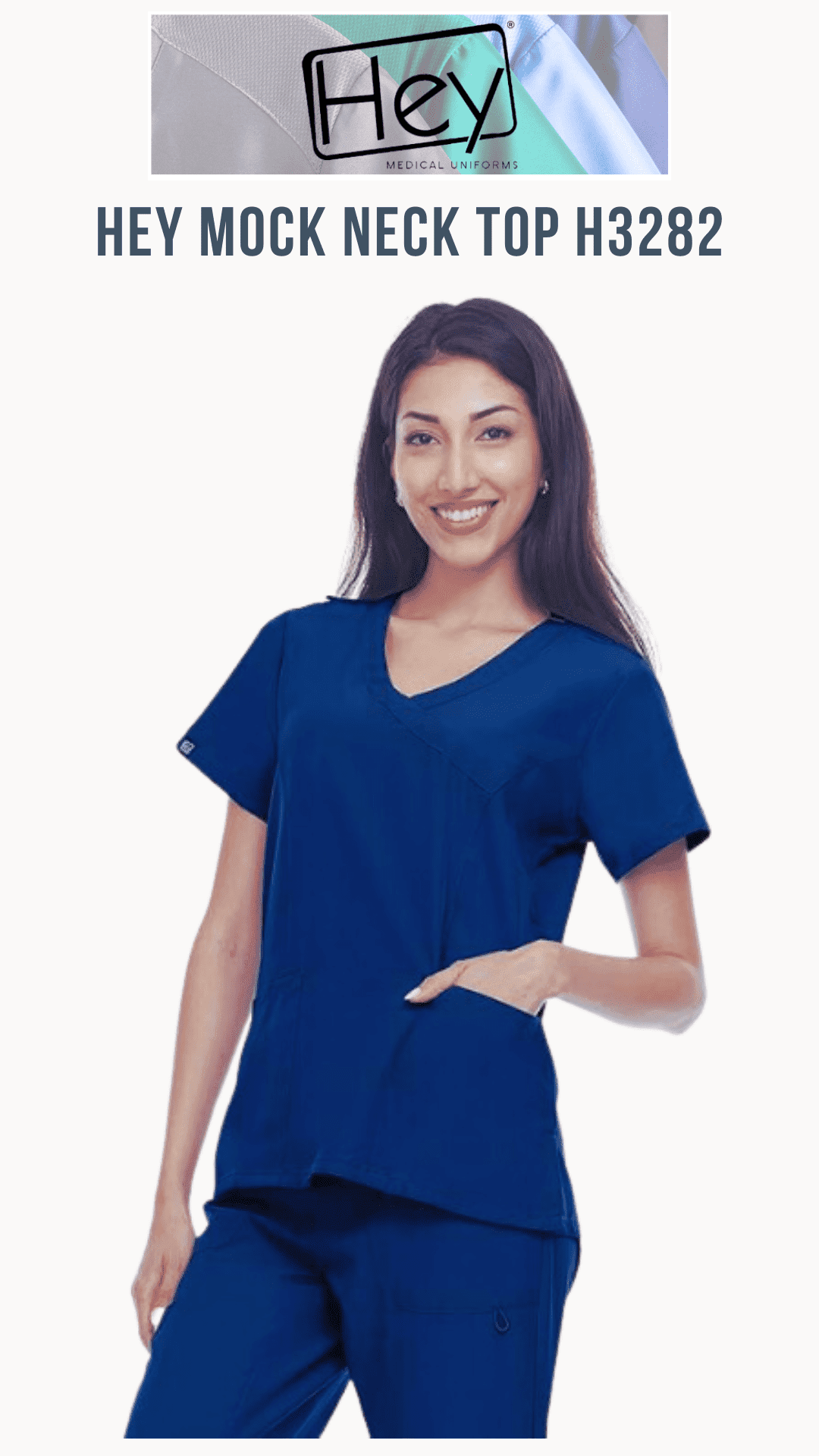 Hey Scrubs 4-Way Stretch Mock Neck Medical Scrub Top with Princess Seam ...