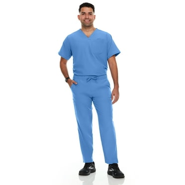 Aofany Scrubs Set Men Stretch V-Neck Scrub Top and Elastic Waistband ...
