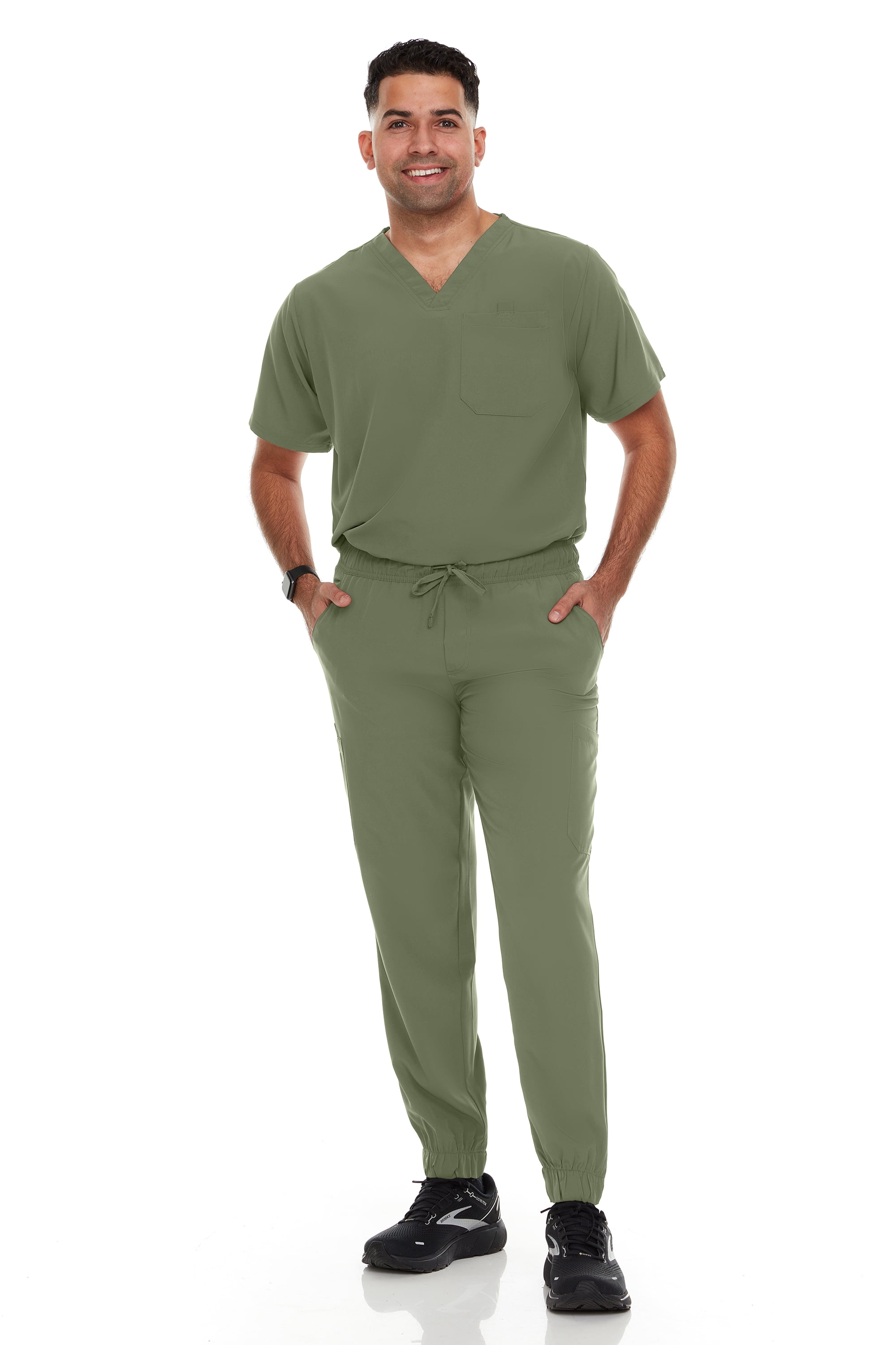Hey Scrubs Set Mens Stretch V-Neck Scrub Top with 6-Pocket Scrub ...