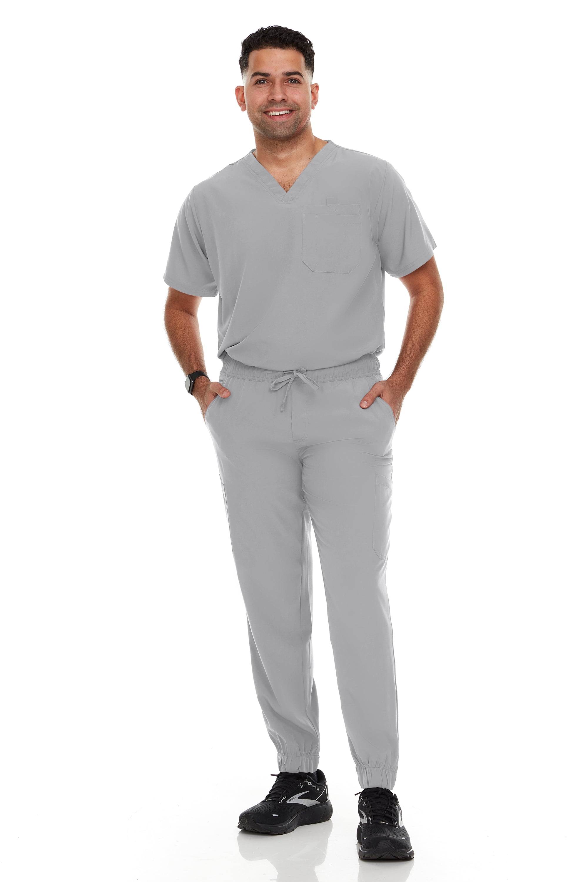 Hey Scrubs Set Mens Stretch V-Neck Scrub Top with 6-Pocket Scrub ...