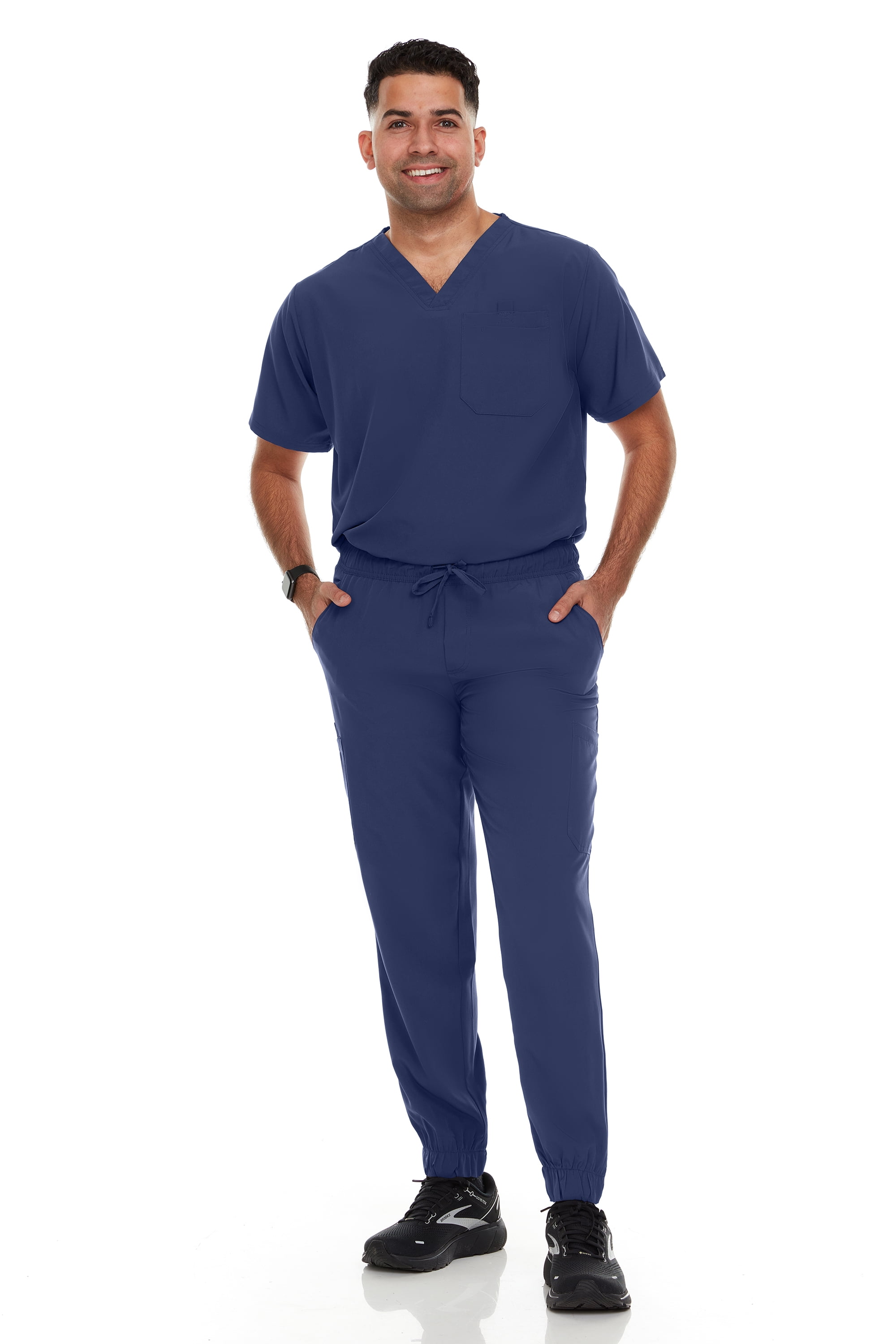 Hey Scrubs Set Mens Stretch V-Neck Scrub Top with 6-Pocket Scrub ...