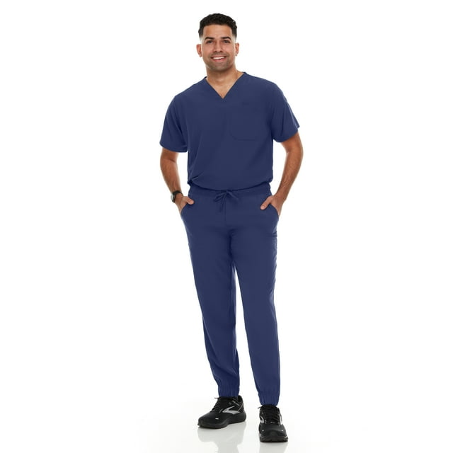 Hey Scrubs Set Mens Stretch V-Neck Scrub Top with 6-Pocket Scrub ...