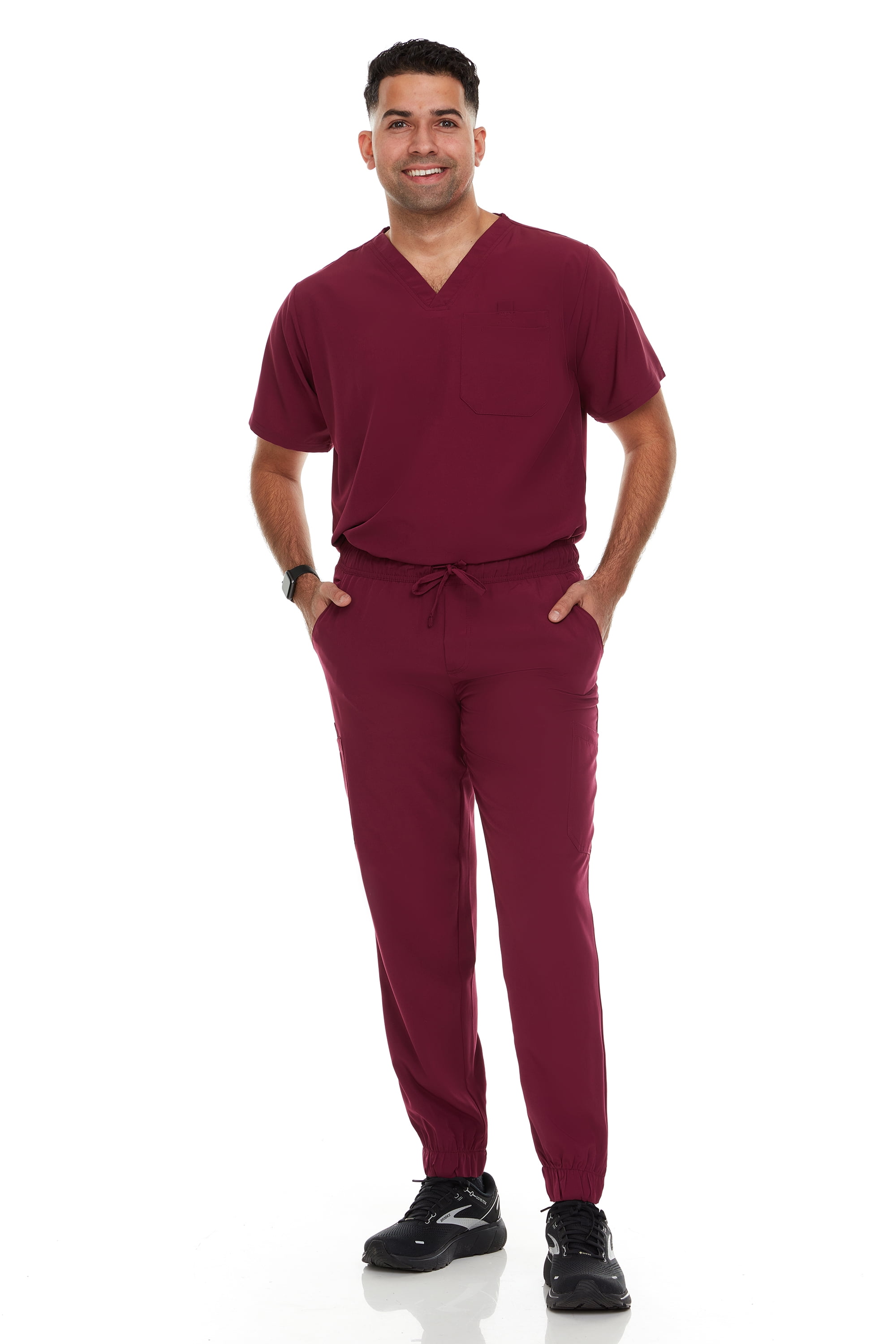 Hey Scrubs Set Mens Stretch V-Neck Scrub Top with 6-Pocket Scrub ...
