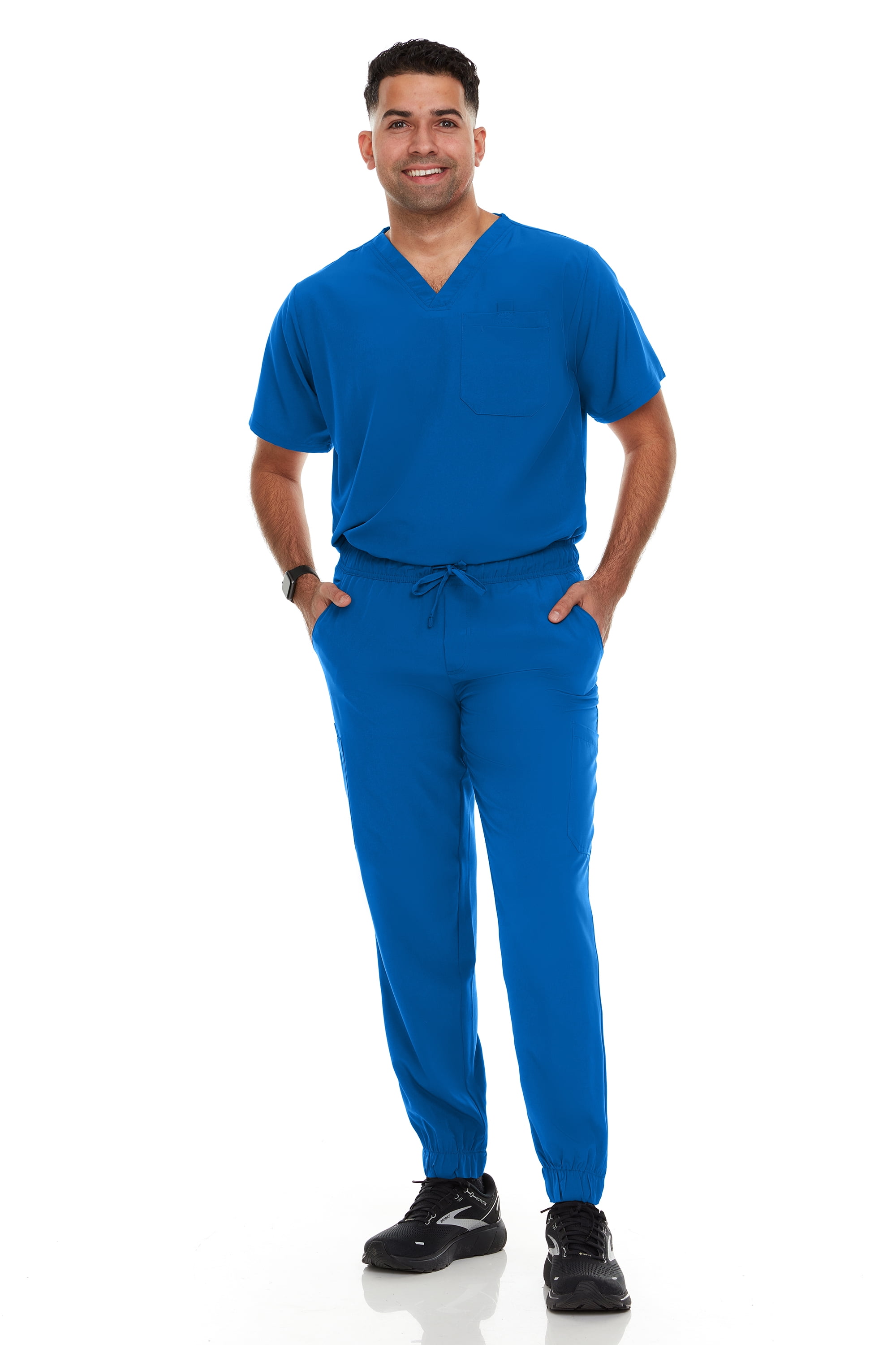 Hey Scrubs Set Mens Stretch V-Neck Scrub Top with 6-Pocket Scrub ...