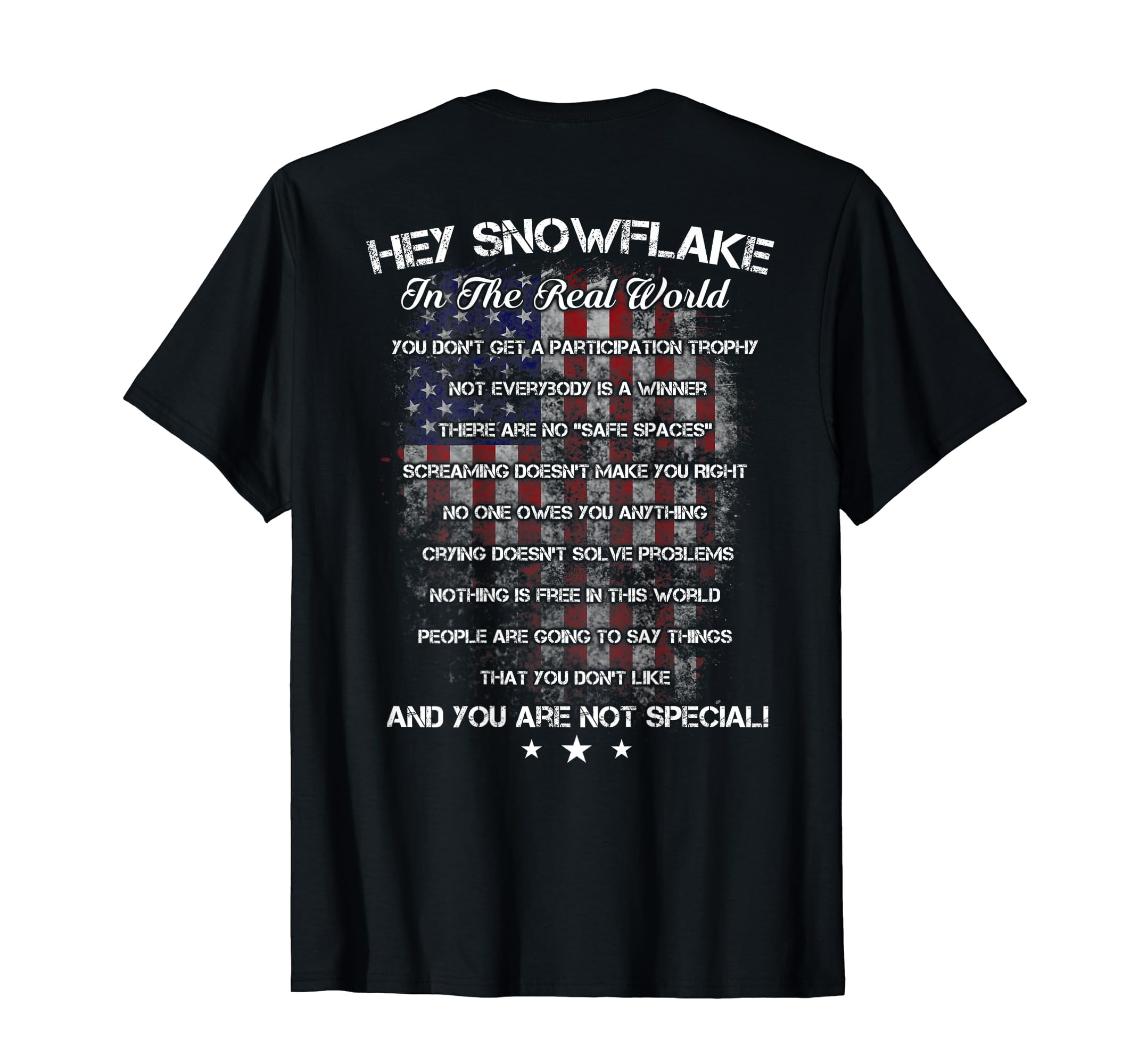 Hey Snowflake In The Real World Veteran Military（on back) T-Shirt ...