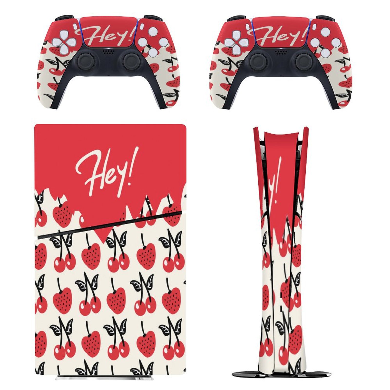 Hey, Strawberry, Cherry PS5/PS5 Slim Digital Disc Skin Sticker For Console And Controller Skins ...