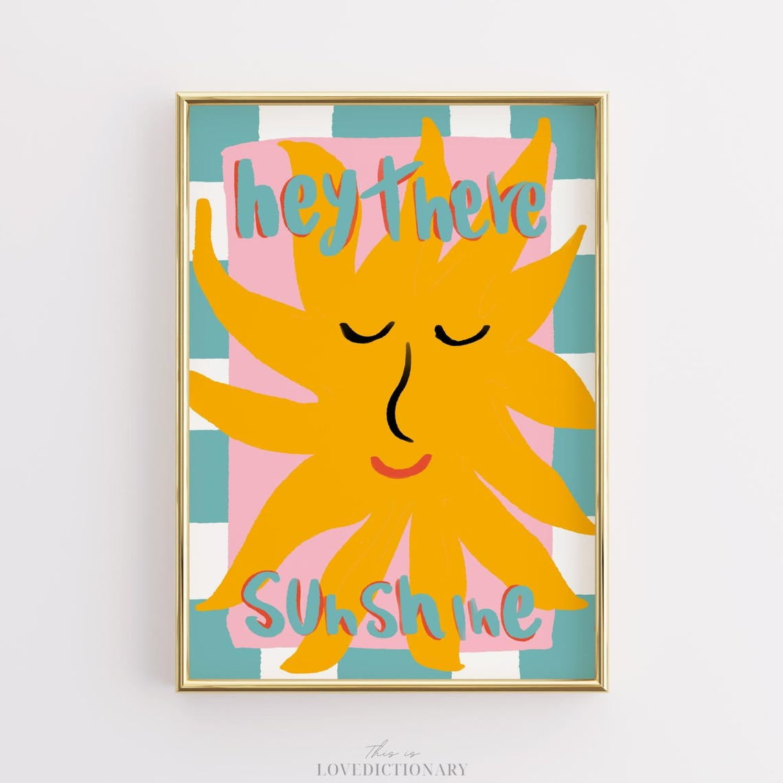 Hey There Sunshine Wall Art, Colorful Preppy Summer Print, Cheerful Sun ...