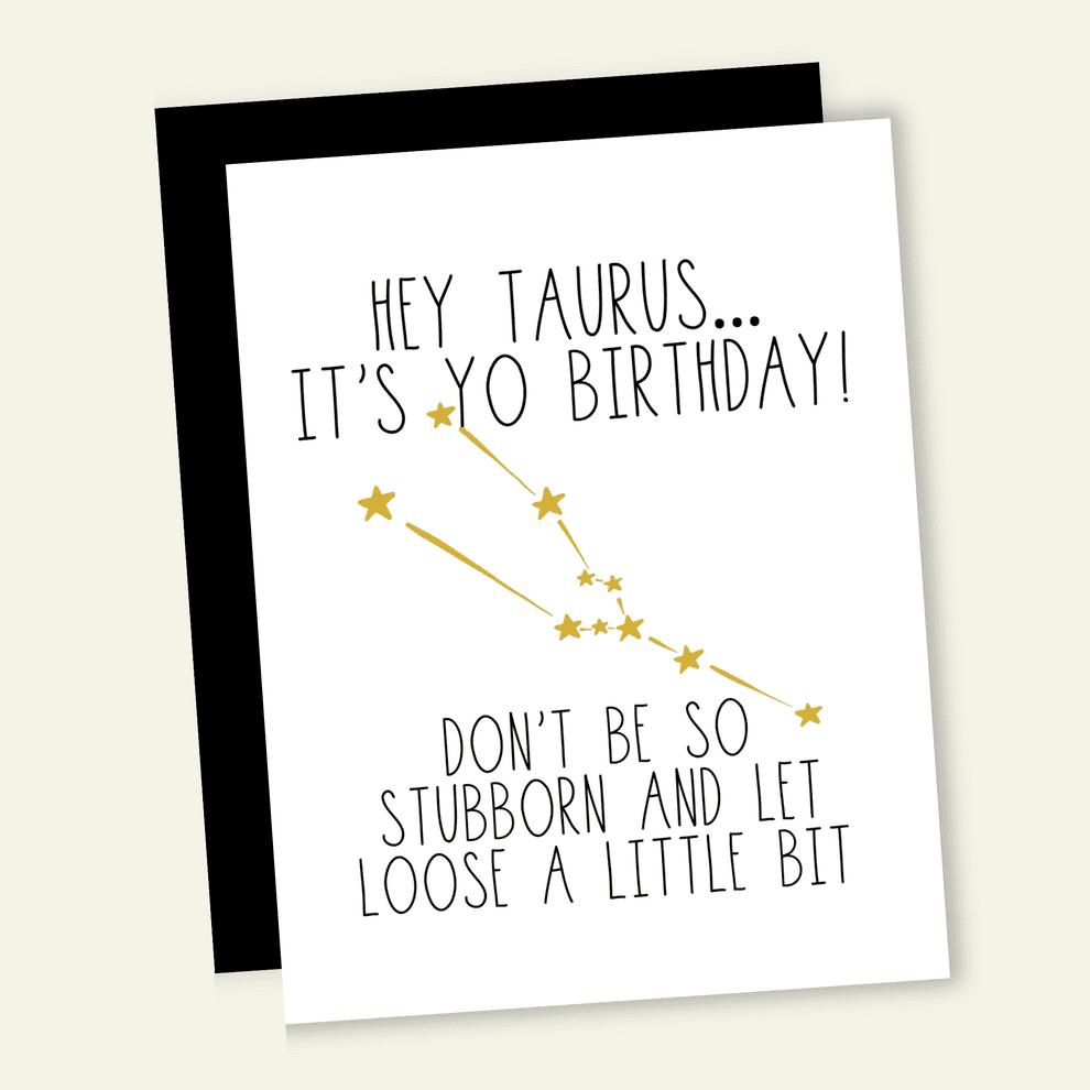 Hey Taurus Birthday Card – Funny Astrological Design – Perfect for ...