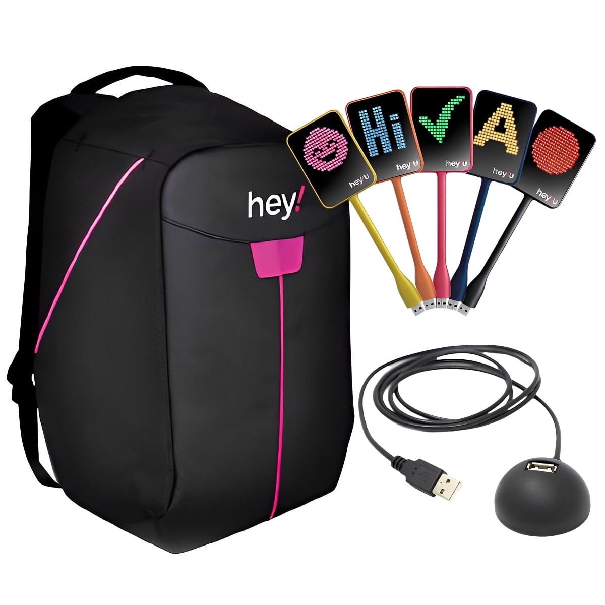 Hey!U USB 25 Units Pack with Free Backpack - Pink, Educational Real ...
