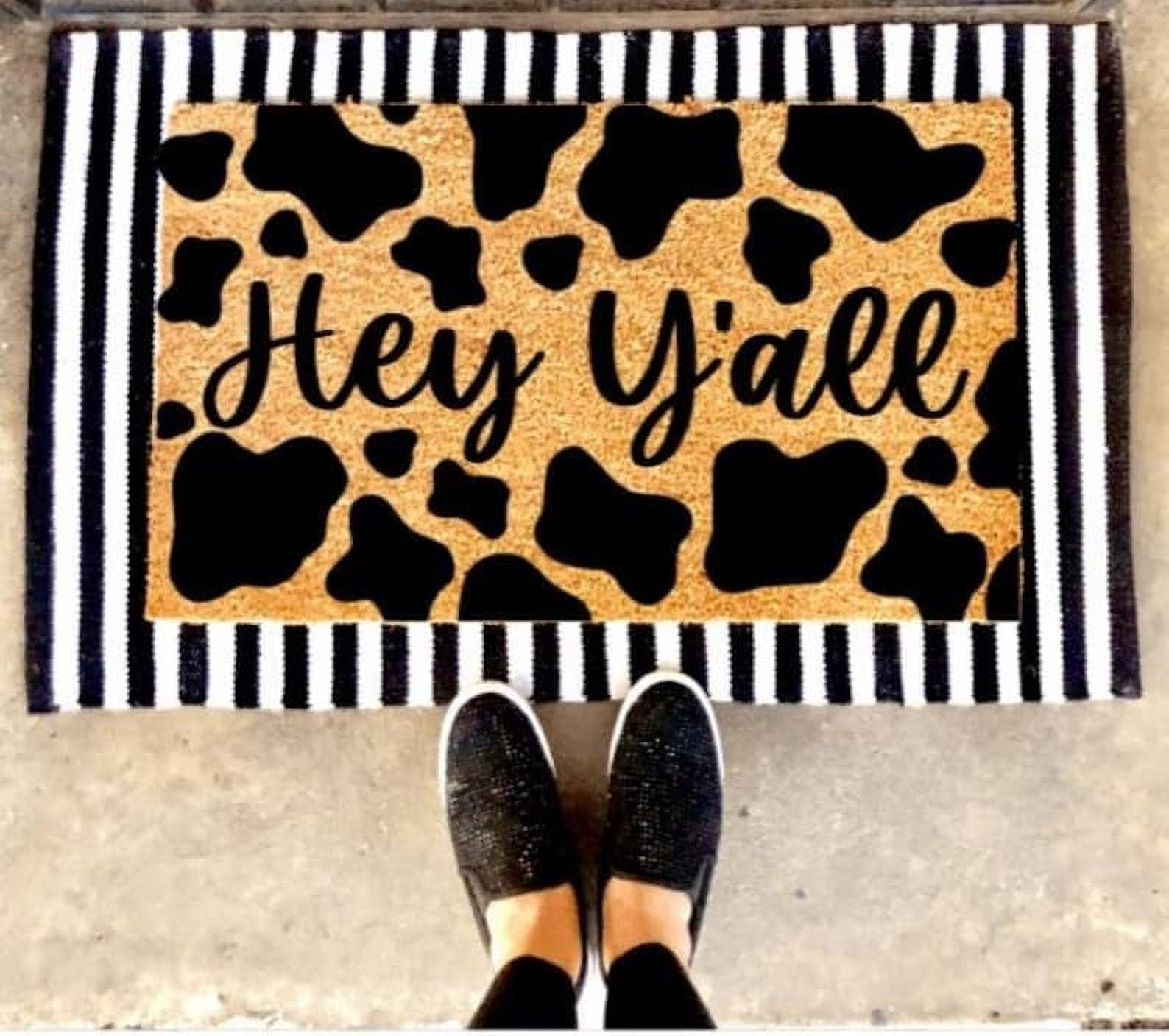 ‎Hey Yall Cow Print Doormat Animal Print Western Ranch Farm Idea ...