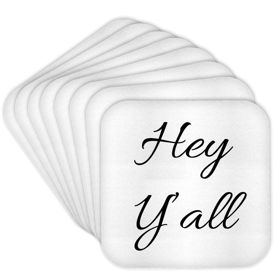 3dRose, Hey Yall. Cursive black lettering on white background., Set of ...
