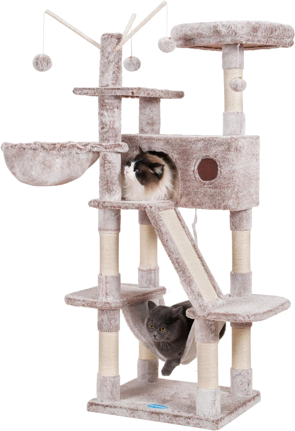 Hey-brother Cat Tree, 61 inch Cat Tower for Indoor Cats, Cat House with ...