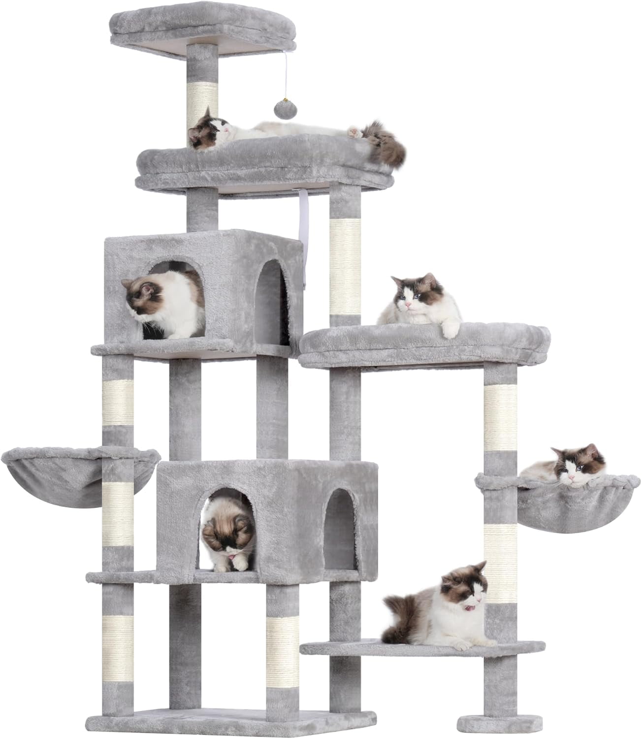Hey-brother Cat Tree Tower, Scratching Posts with a Extended Part, Wide ...