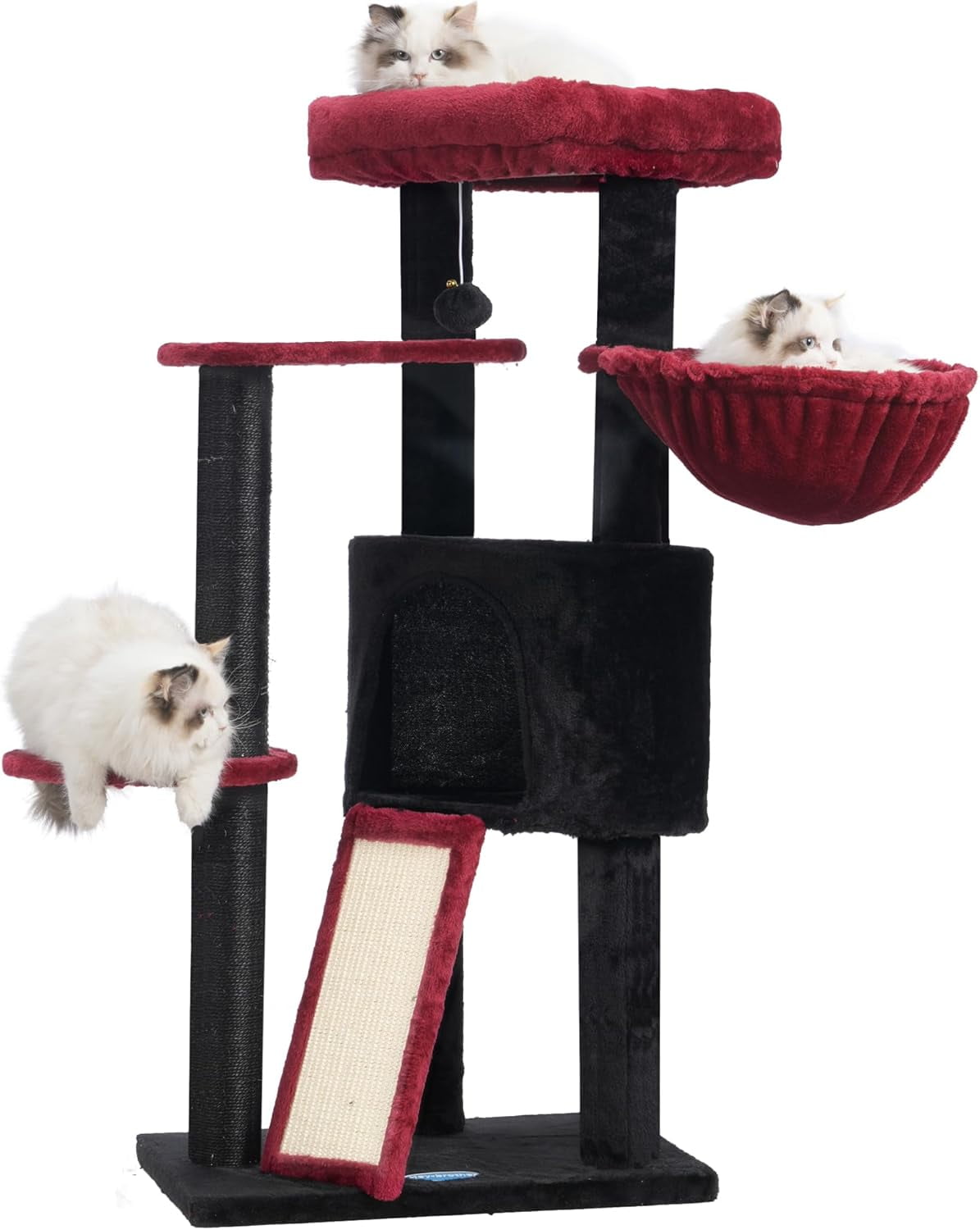 Hey-brother Cat Tree with Scratching Board, Cat Tower with Padded Plush ...